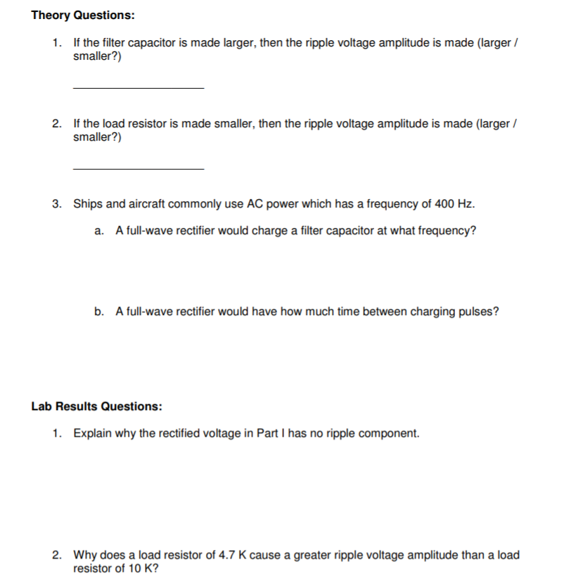 Solved V. CF 10 uF D1 D2 sg 10v peak, 50 Hz D3 s2 | Chegg.com