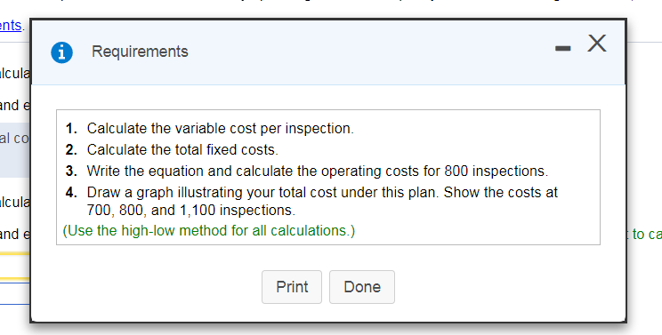 Solved nts Requirements and ¢: 1. Calculate the variable | Chegg.com