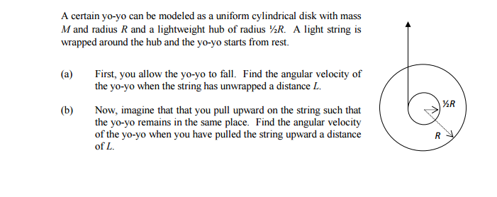 Solved A certain yo-yo can be modeled as a uniform | Chegg.com