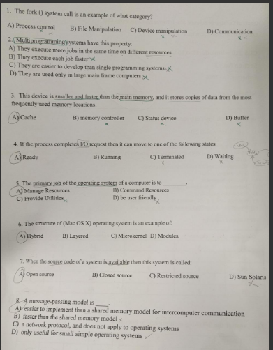 Solved The fork 0 system call is an example of what | Chegg.com