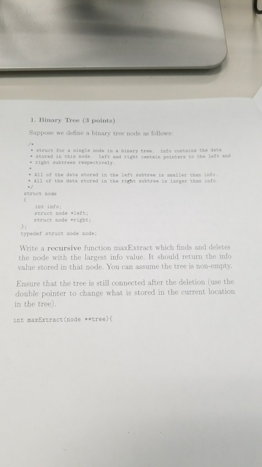 Solved Suppose we define a binary tree node as follows: | Chegg.com