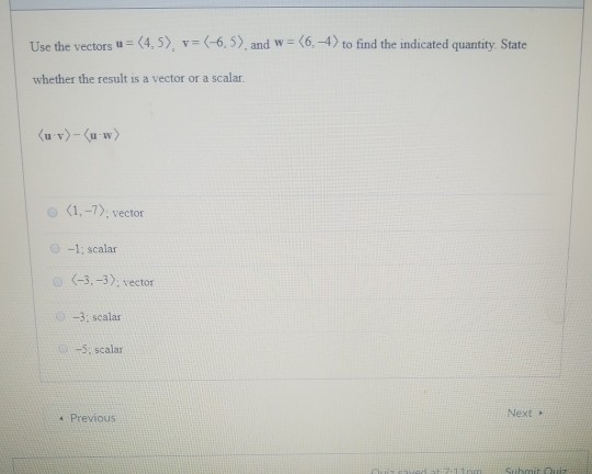 Solved Use the vectors u- . v# (-6, 5), and w-(6,-4> to | Chegg.com
