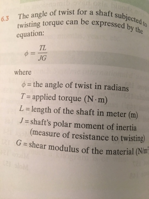 Solved The angle of twist for a shaft twisting torque can be | Chegg.com