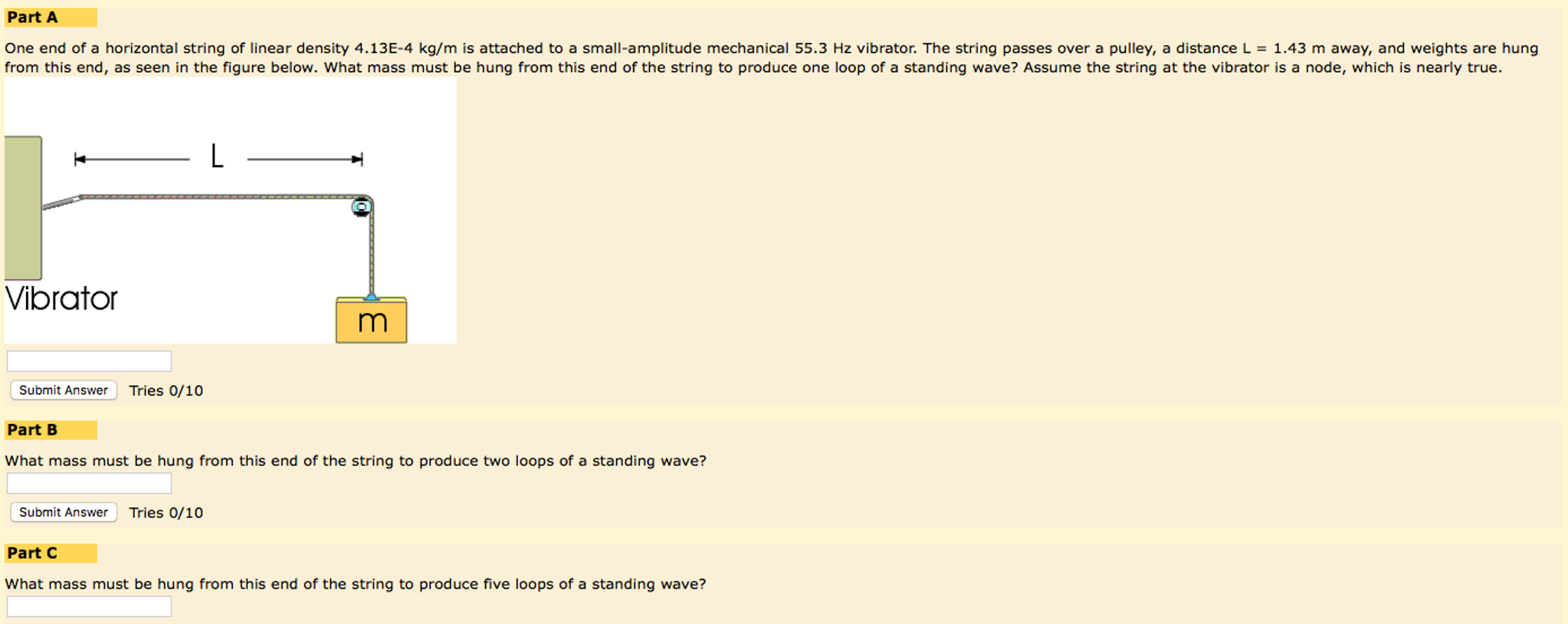 Solved One end of a horizontal string of linear density | Chegg.com