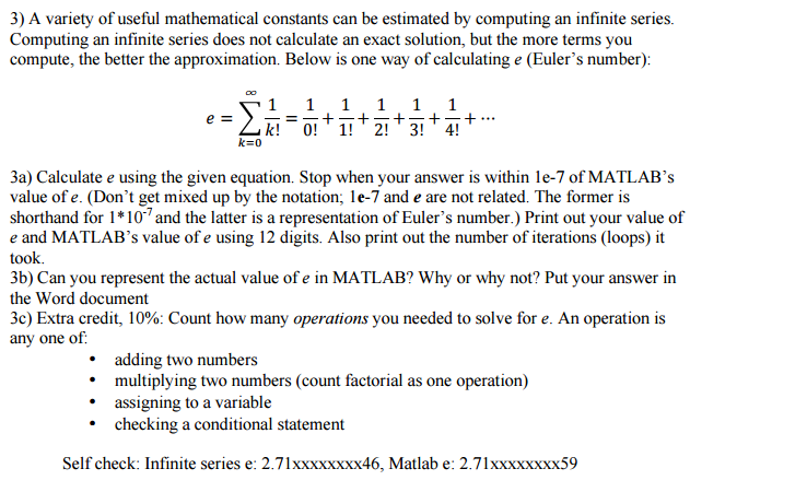 Solved 3) A variety of useful mathematical constants can be | Chegg.com