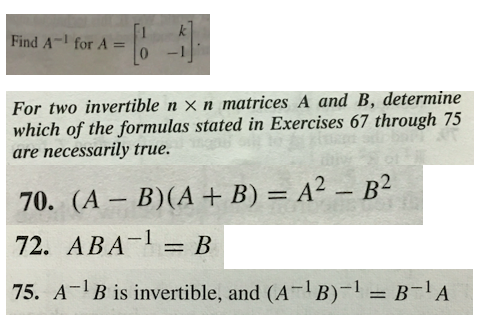 Solved ind A-1 for A For two invertible n x n matrices A and | Chegg.com