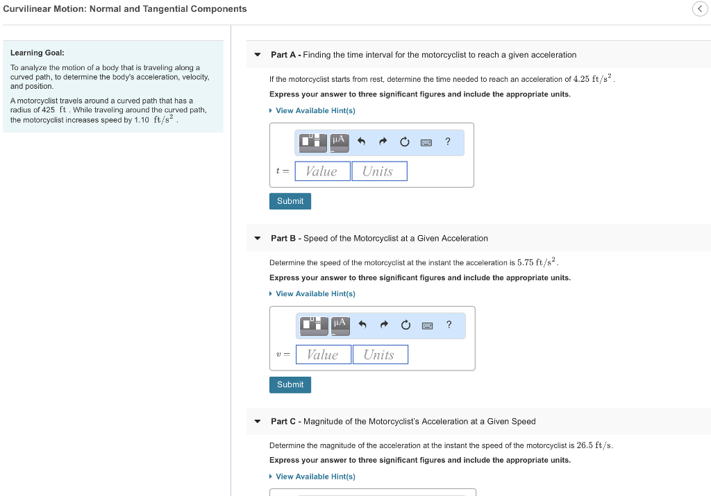 Solved Curvilinear Motion: Normal and Tangential Components | Chegg.com