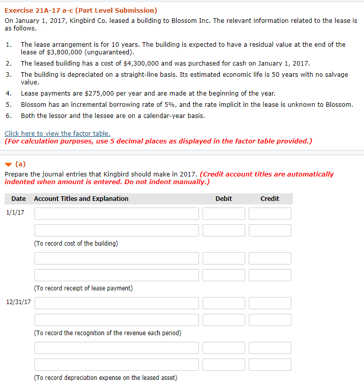 Solved Exercise 21A-17 a-c (Part Level Submission) On | Chegg.com