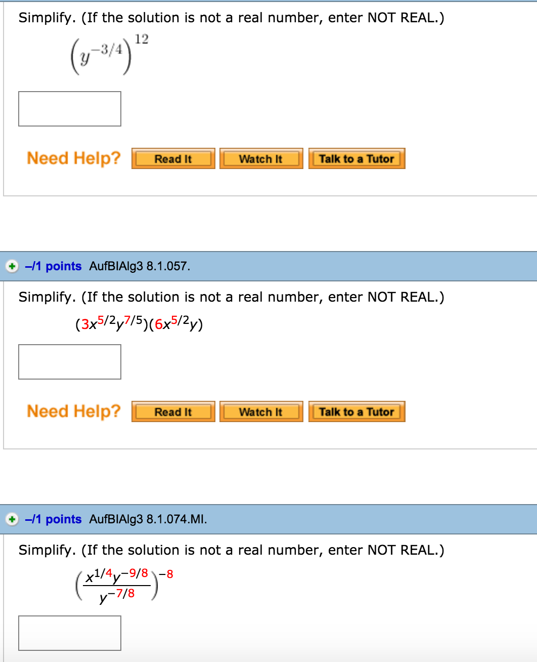 Solved Simplify. (If the solution is not a real number, | Chegg.com