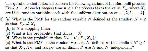 What is the PMF for the random variable N defined as | Chegg.com