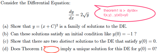 Solved Consider the Differential Equation: dy/dx = 2rooty | Chegg.com