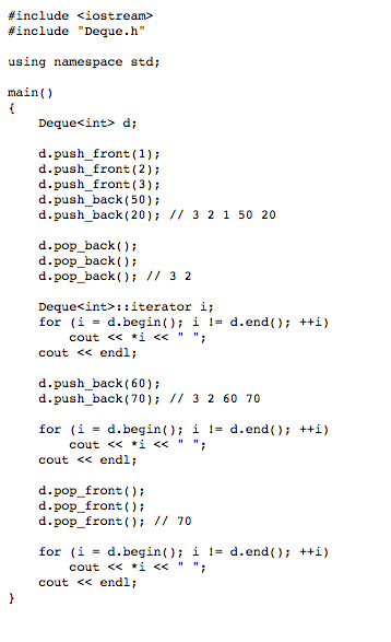 Solved Modify your Deque implementation to improve pop | Chegg.com