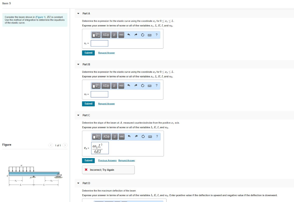 Solved Item 9 Part A Consider the beam shown in (Figure 1). | Chegg.com