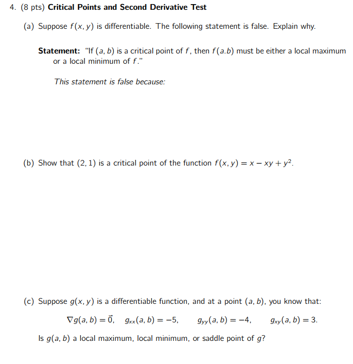 Solved Suppose f(x, y) is differentiable. The following | Chegg.com