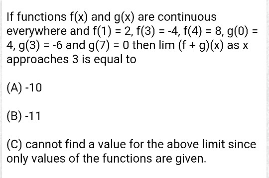 Solved If functions f(x) and g(x) are continuous everywhere | Chegg.com
