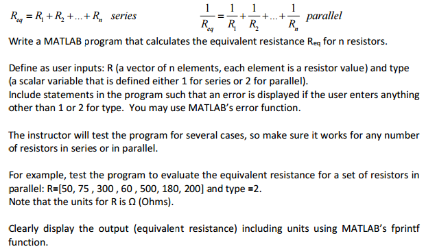 When n resistors are connected in series or parallel, | Chegg.com