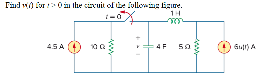 Solved Find v(t) for t > 0 in the circuit of the following | Chegg.com