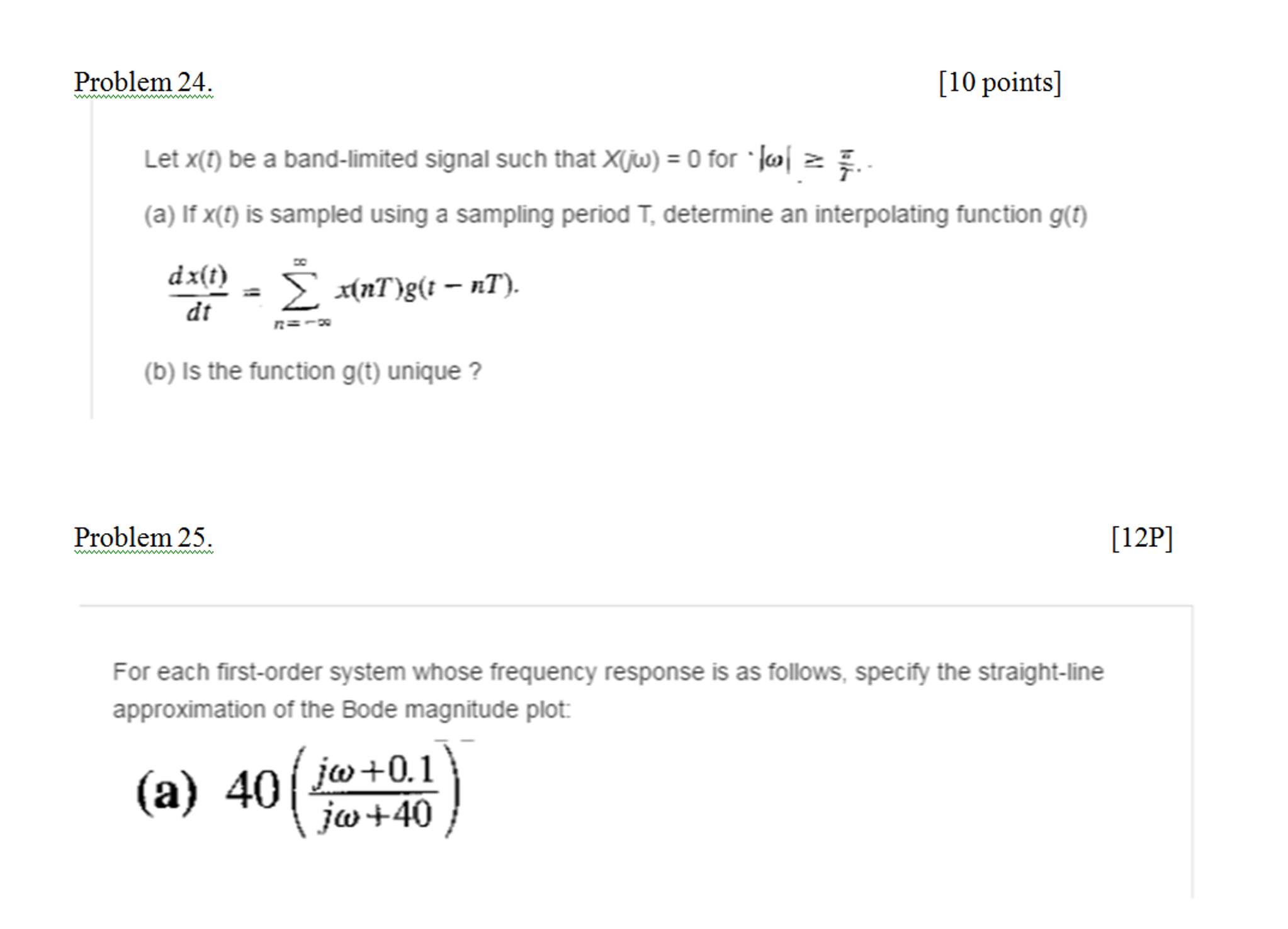 Solved Let x(t) be a band-limited signal such that X(j | Chegg.com
