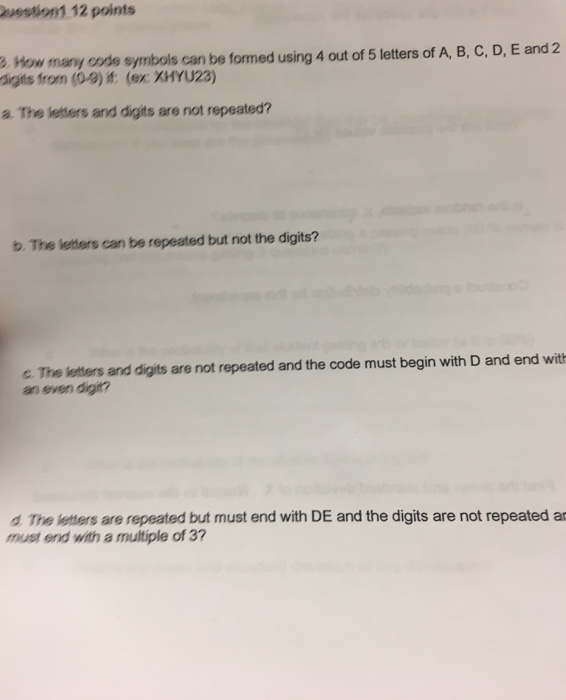 Solved How many code symbols can be formed using 4 out of 5 | Chegg.com