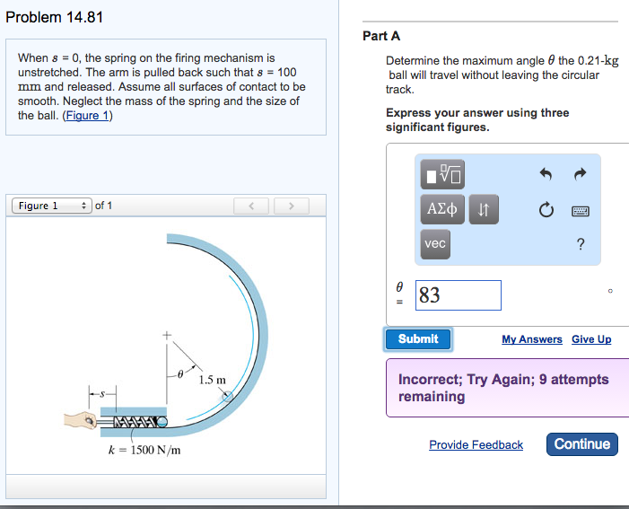 Solved When s = 0, the spring on the firing mechanism is | Chegg.com