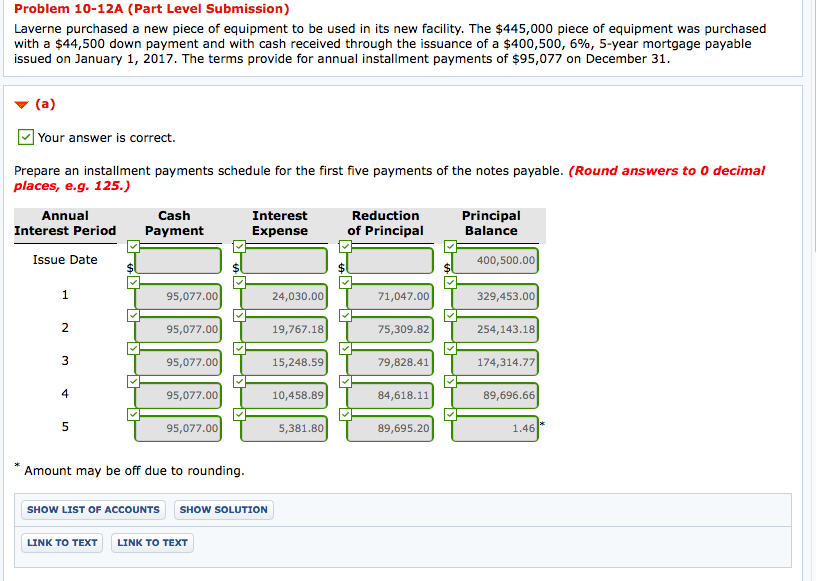 Solved Problem 10-12A (Part Level Submission) Laverne | Chegg.com