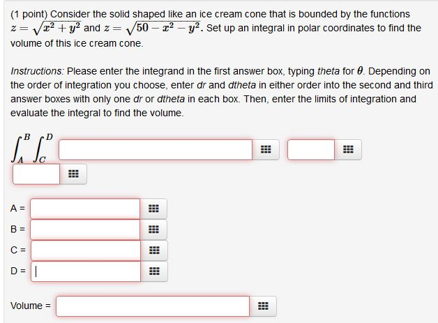 Solved boundedby the (1 point) Consider the solid shaped | Chegg.com Solved boundedby the (1 point) Consider the solid shaped | Chegg.com