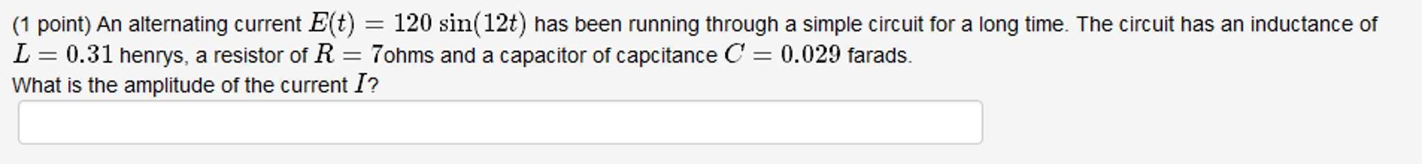 Solved Differential Equation An alternating current | Chegg.com