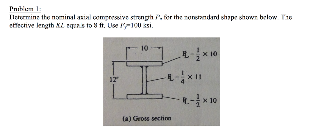 Solved Problem 1: Determine the nominal axial compressive | Chegg.com