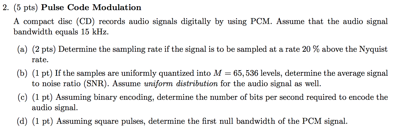 Solved Plus Code Modulation A compact dic (CD) records | Chegg.com