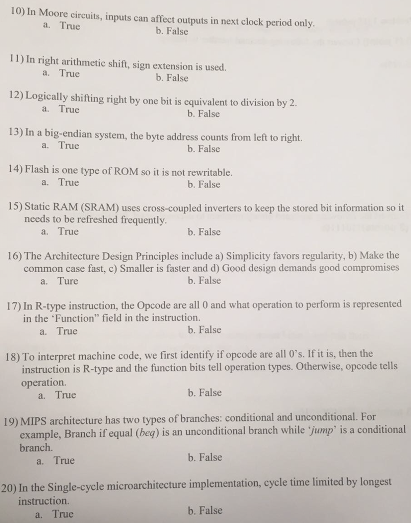 Solved 10) In Moore circuits, inputs can affect outputs in | Chegg.com
