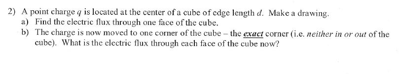 Solved A point charge q is located at the center of a cube | Chegg.com