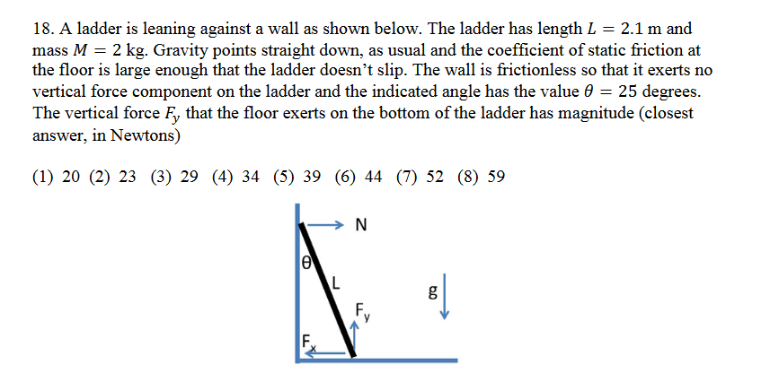 Solved 18. A ladder is leaning against a wall as shown | Chegg.com