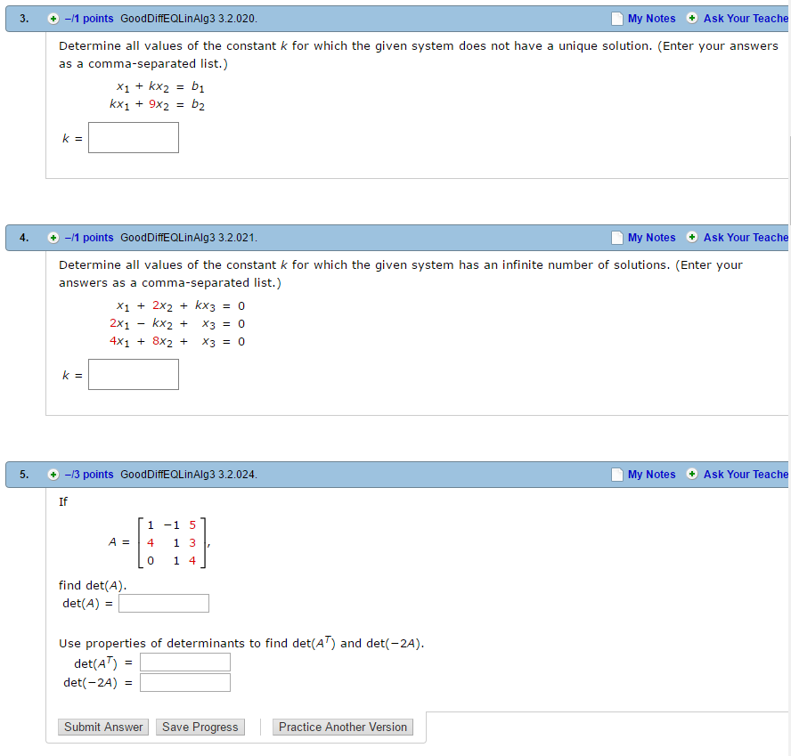 Solved Determine all value s of the constant k for which the | Chegg.com