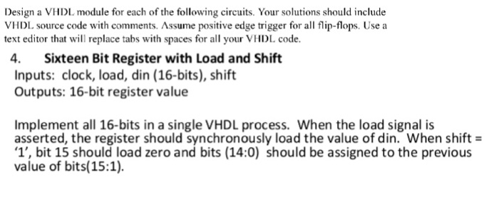 Design a VHDL module for each of the following | Chegg.com