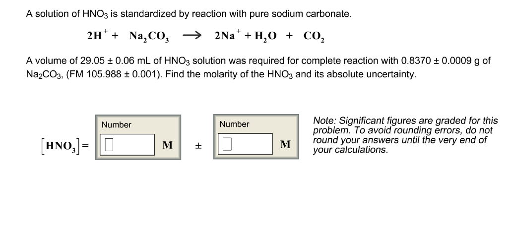 Solved A solution of HNO3 is standardized by reaction with | Chegg.com