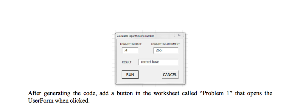 Solved Create A Userform In Excel That Calculates A