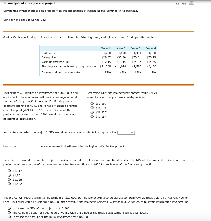 Solved 3. Analysis of an expansion project Companies invest | Chegg.com