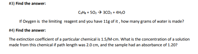 Solved Find the answer: C_3H_8 + 5O_2 rightarrow 3CO_2 + | Chegg.com