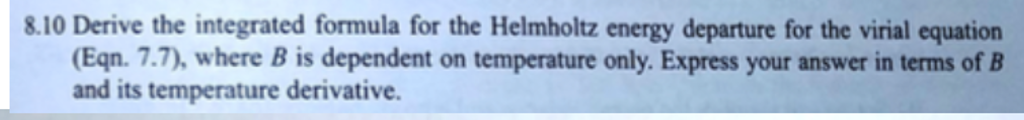 Departure functions Thermodynamics 2 Equation: | Chegg.com