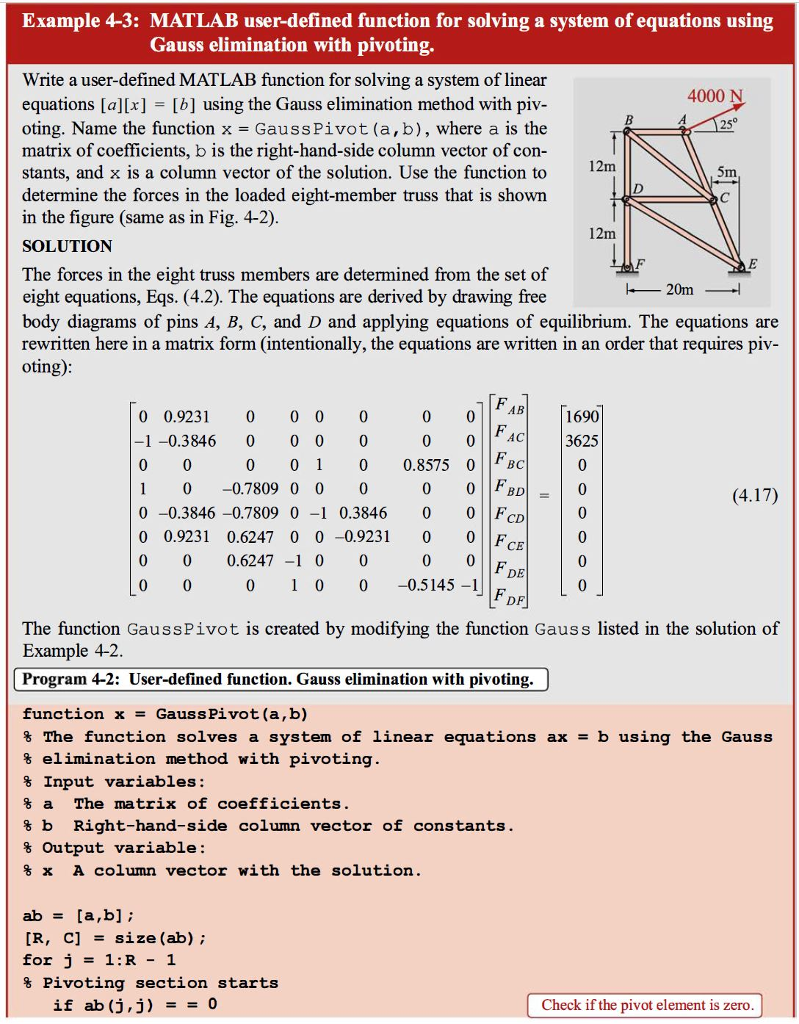 Solved Modify the user-defined function GaussPivot in | Chegg.com