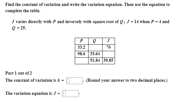 Solved Find the constant of variation and write the | Chegg.com