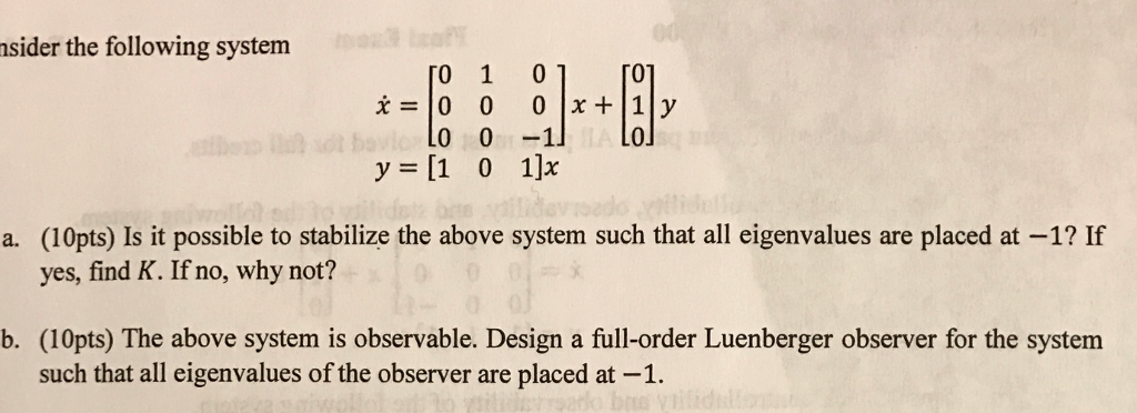 Solved This is a problem about linear system analysis in the | Chegg.com