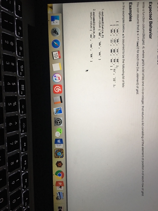 Solved Expected Behavior Write a function column2ist(grid nl | Chegg.com