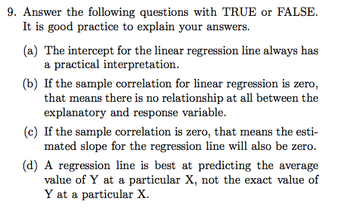 Solved 9. Answer the following questions with TRUE or FALSE. | Chegg.com