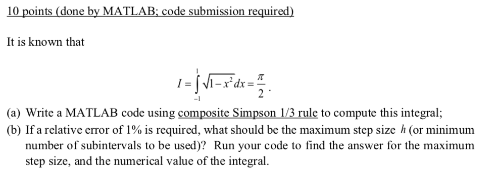 Solved 10 Points Done By Matlabcode Submission Required