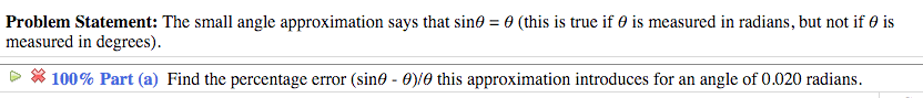 Solved The small angle approximation says that sintheta = | Chegg.com