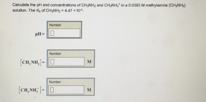 Solved Calculate the pH and concentrations of CH_3NH_2 and | Chegg.com