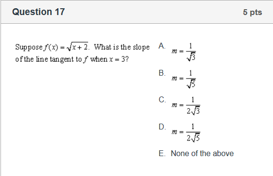 Solved Suppose f(x) = Squareroot x + 2. What is the slope of | Chegg.com