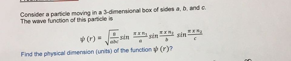 Solved Consider a particle moving in a 3-dimensional box of | Chegg.com