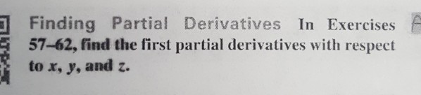 Solved ? Finding Partial Derivatives in Exercises 57-62, | Chegg.com